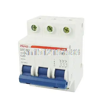 DZ47 63 C20 3P 35mm DIN Rail MCB Miniature Circuit Breaker 6000A 20A 400V AC|c20 plug|miniature ...