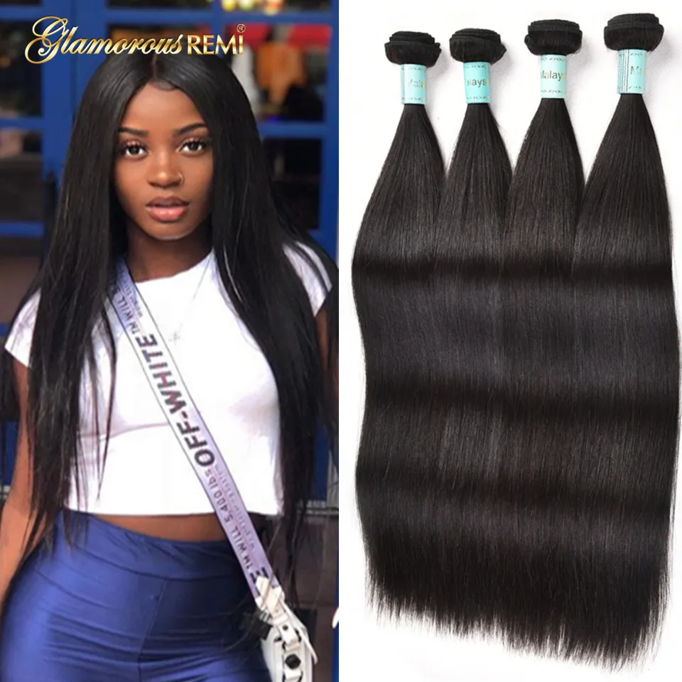 Glamorous Remi Malaysian Remy Hair Weave Bundles 8A Straight Human Hair ...