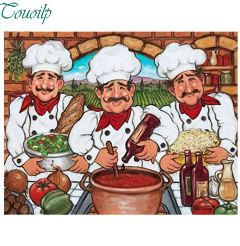 Touoilp Diamond Painting Food, Restaurant Decoration, Italian Chef ...
