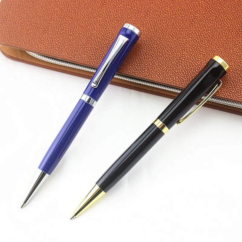 Luxury Rotating Ballpoint Pen Silver Clip 0.7mm Black Ink Writing Metal ...