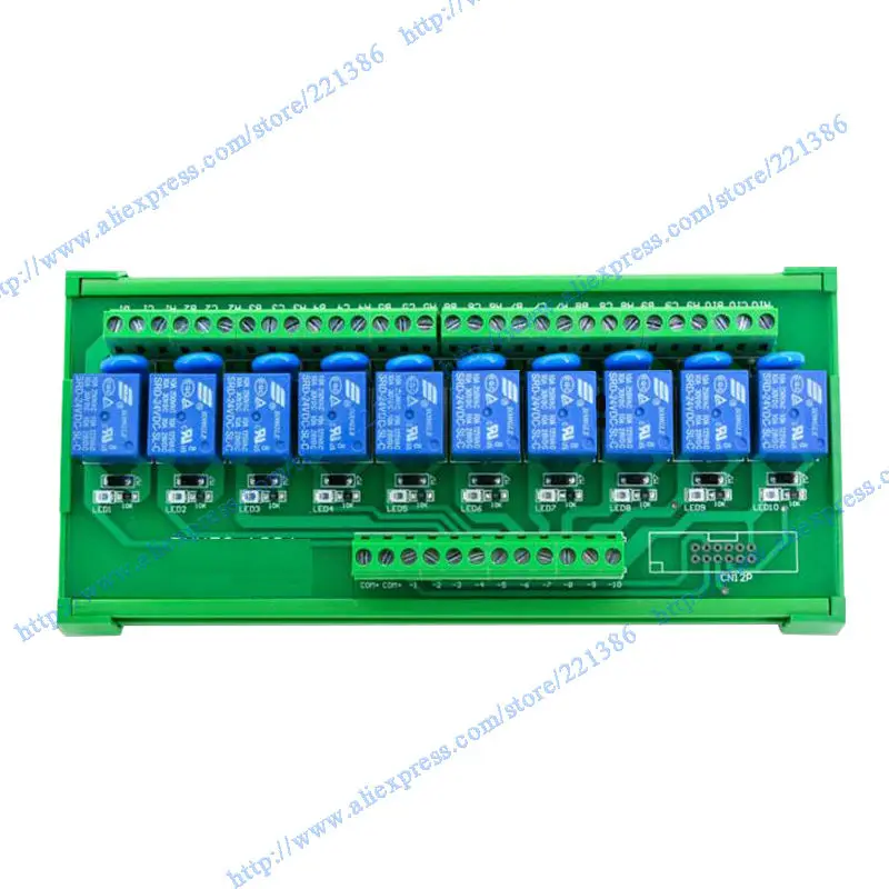 10 channels 5V 10A DIN rail mount Relay Module driver board output ...