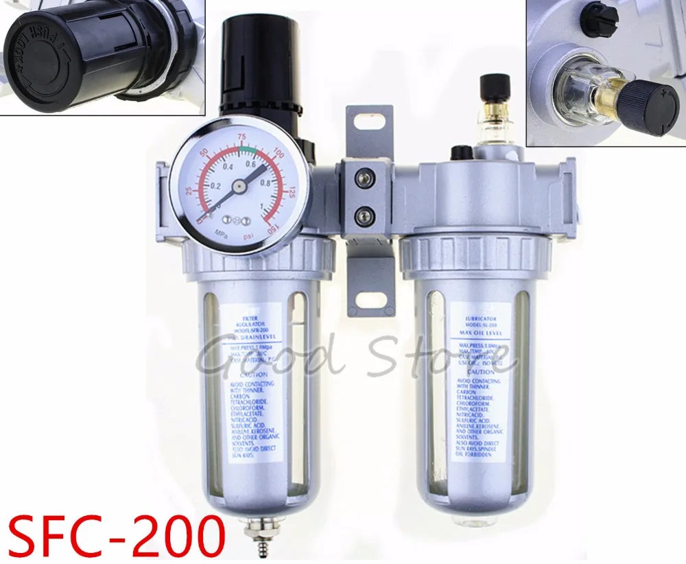 SFC200 Two Units Air Filter Regulator Lubricator Air Compressor Filter Regulator SFC 200 Air ...