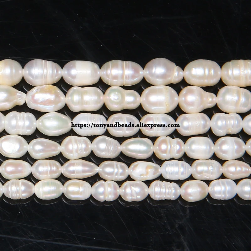 B Quality Genuine Natural Fresh Water Pearl Rice Loose Beads 15" String ...