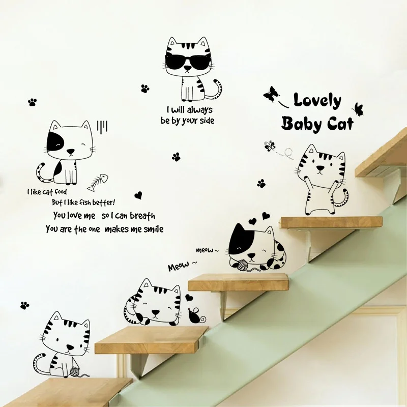 1Pc Lovely Cat Wall Stickers Cat Sticker DIY Home Office Decoration ...