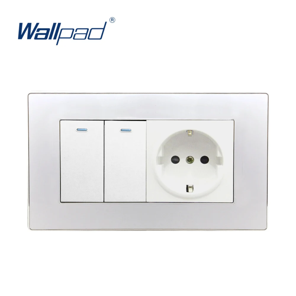 New Arrival 2 Gang 2 Way EU Socket German Standard Wallpad Luxury Wall ...