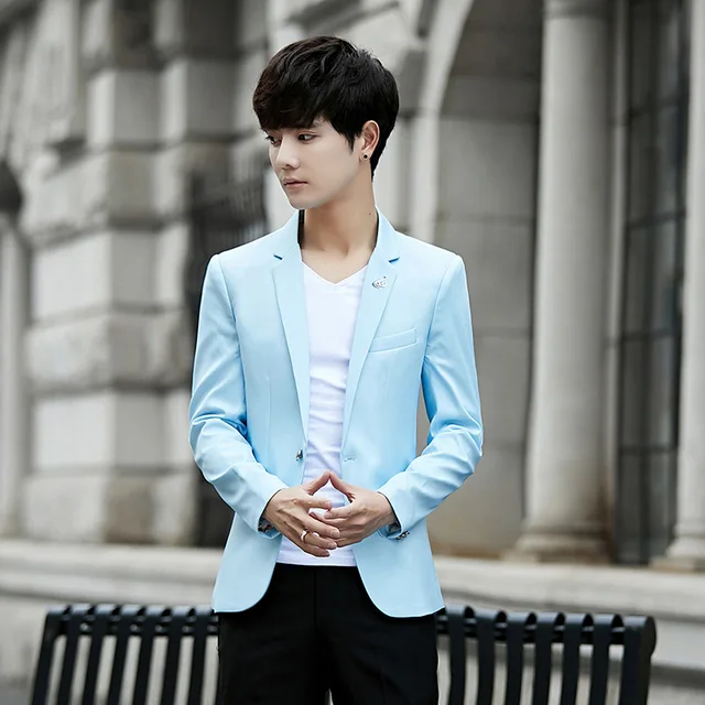 Mens Suits 2018 Slim Fit Korean Luxury Formal Male Blazer Wedding Suit ...