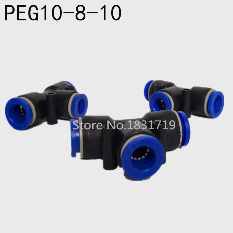 20 PCS PEG10 8 10 Tee Reduzida Tubo União OD 10 8 10mm PEG10 8 ficha do tipo T três diâmetro ...