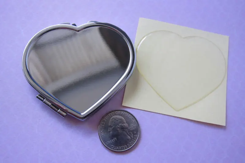 500pcs Blank Heart Shaped Compact Mirrors with Epoxy Resin Stickers Set ...
