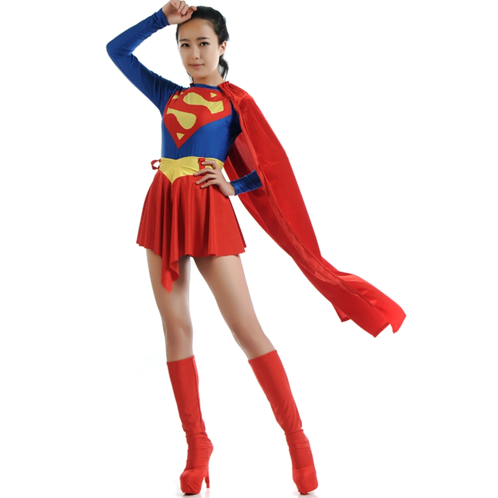 Classic Supergirl Costume Sexy Women Superhero Costume Fancy Dress
