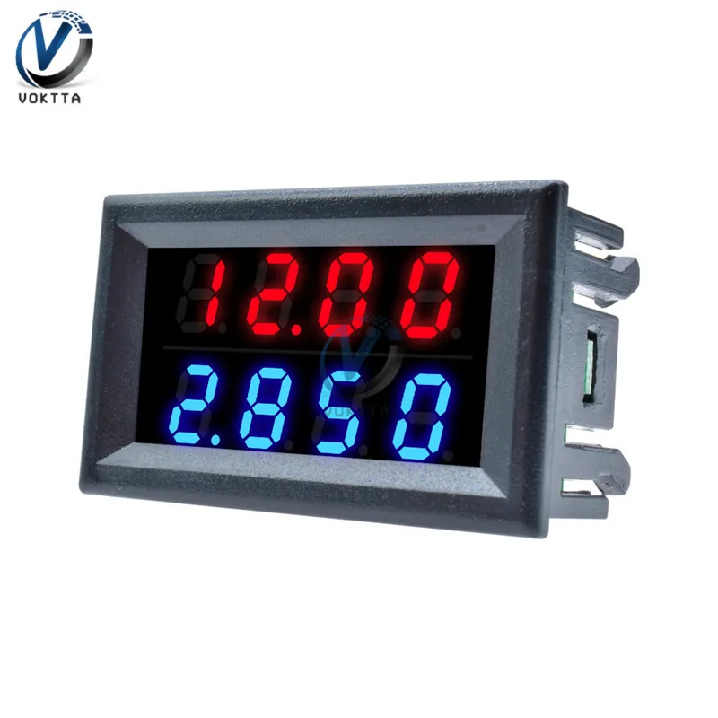 0.28 Inch Red Blue LED Dual Display Digital DC Voltmeter Ammeter 4 Bit ...