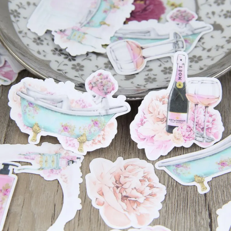 Watercolor Fashion Girl Flower Scrapbooking Stickers Decorative Sticker ...