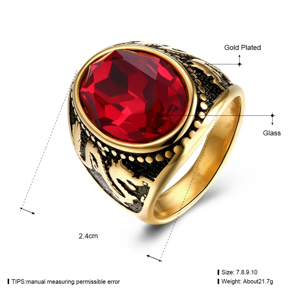 Natural Red Stone Ring 925 Sterling Silver Lady Wedding Punk Statement ...
