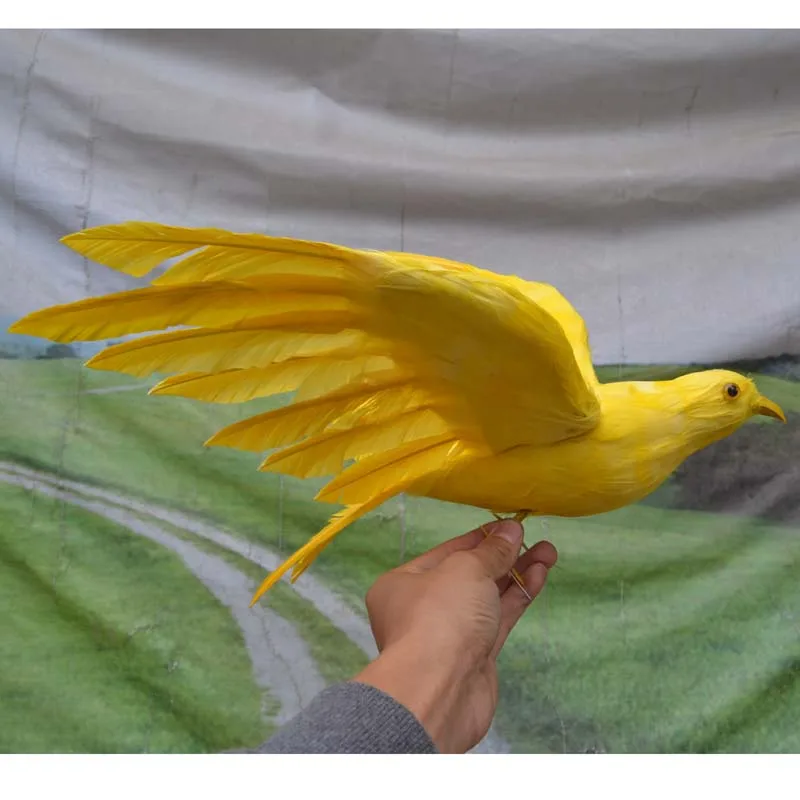Artificial Feathers Bird About 35cm Spreading Wings Yellow Bird Model ...