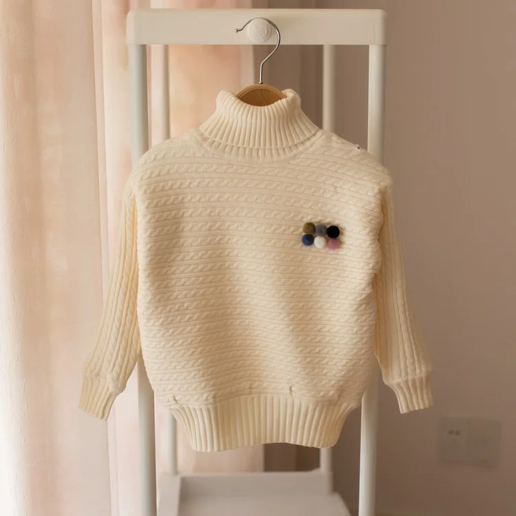 New 2018 autumn and winter children's high necked sweaters girl simple ...