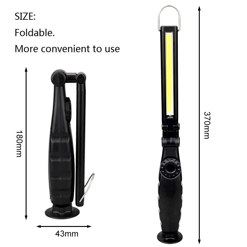Portable Inspection work Lamp Lantern Rotated COB Handheld Stepless ...
