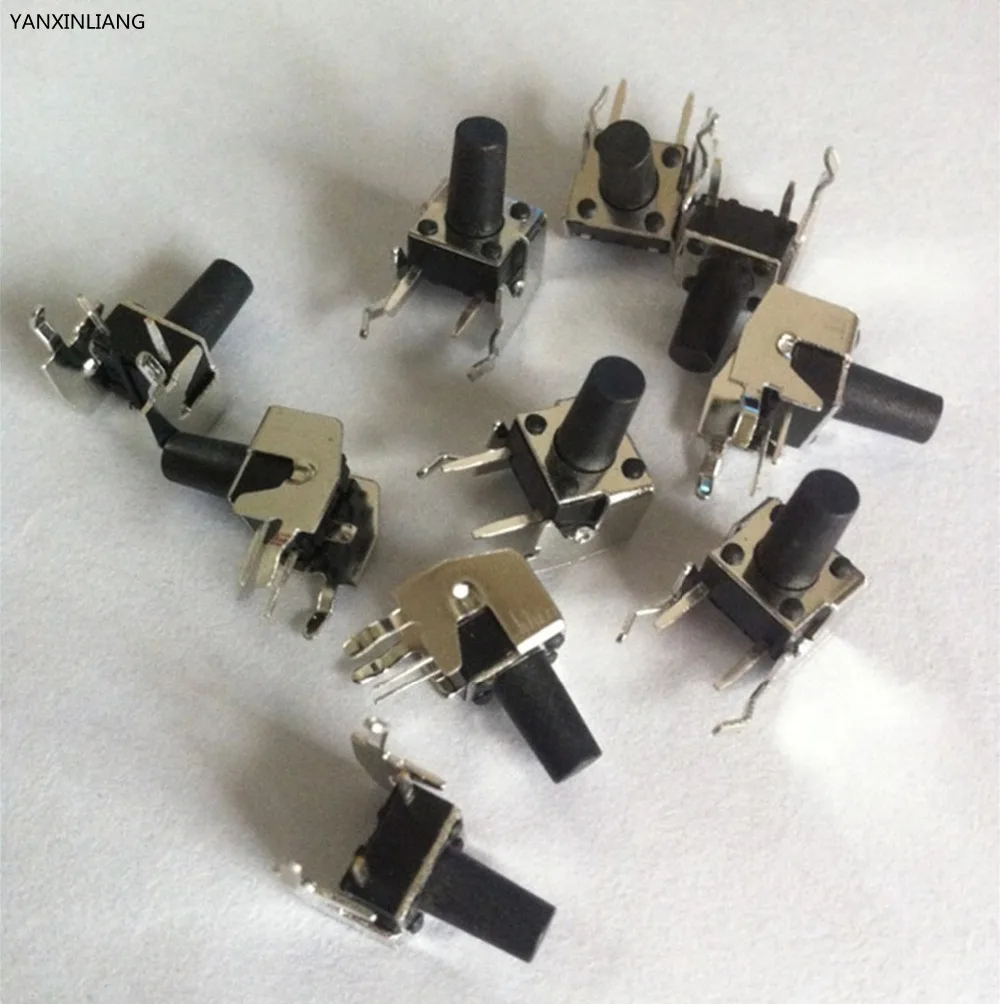 100PCS-6x6x10mm-Right-Angle-2-Pin-Momentary-Tactile-Tact-Push-Button ...