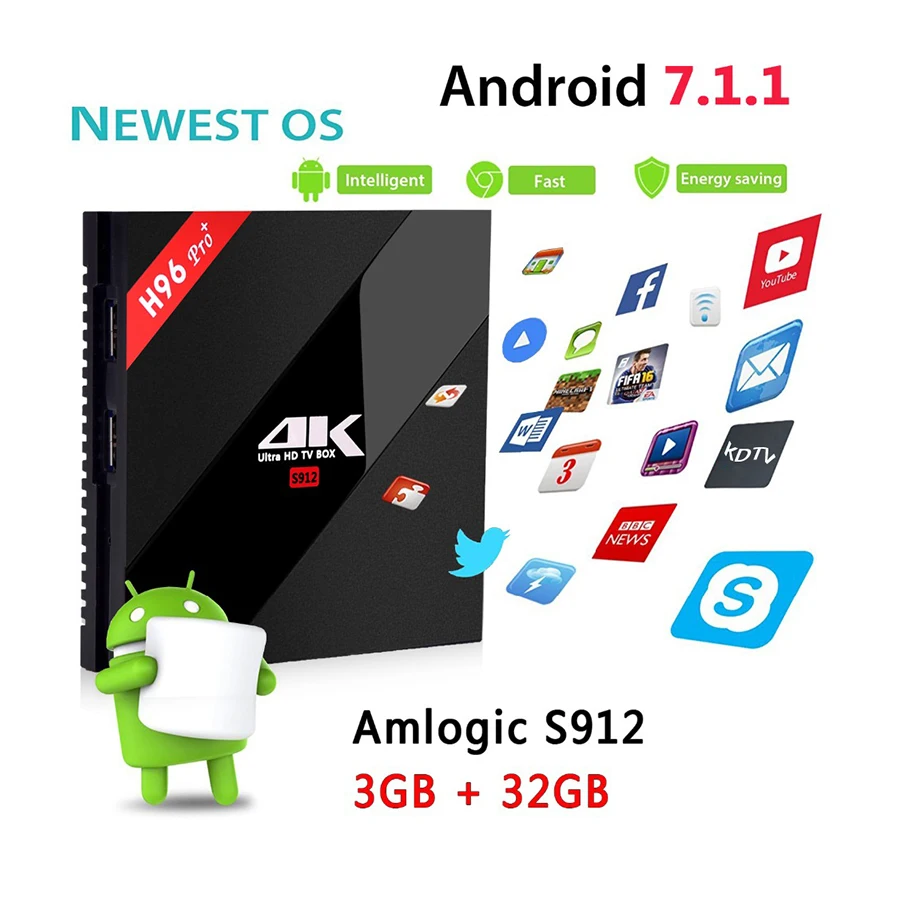 Discount Up to 50% H96 PRO + Plus Smart TV Box Amlogic S912 Octa Mali ...
