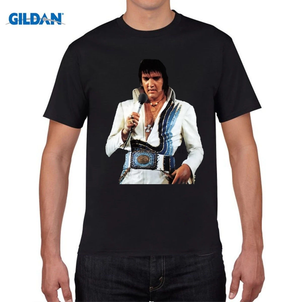 GILDAN customised T shirt elvis presley T Shirt Men's guy pop Cotton ...