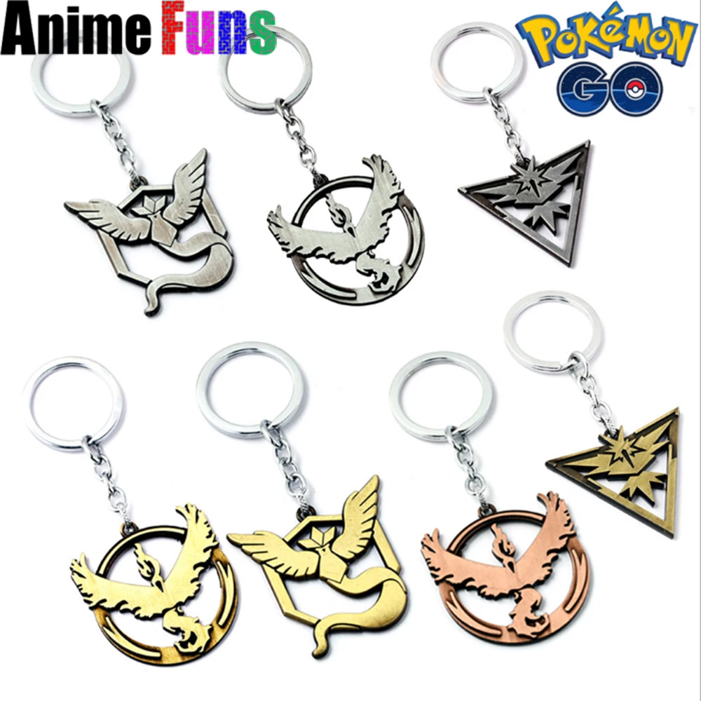 7 types Game Pokemon GO Keychain Team Valor Instinct Mystic Logo Alloy ...