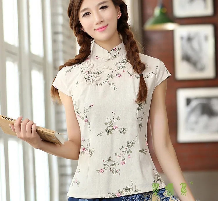 Shanghai Story New arrival woman chinese traditional top Floral print ...
