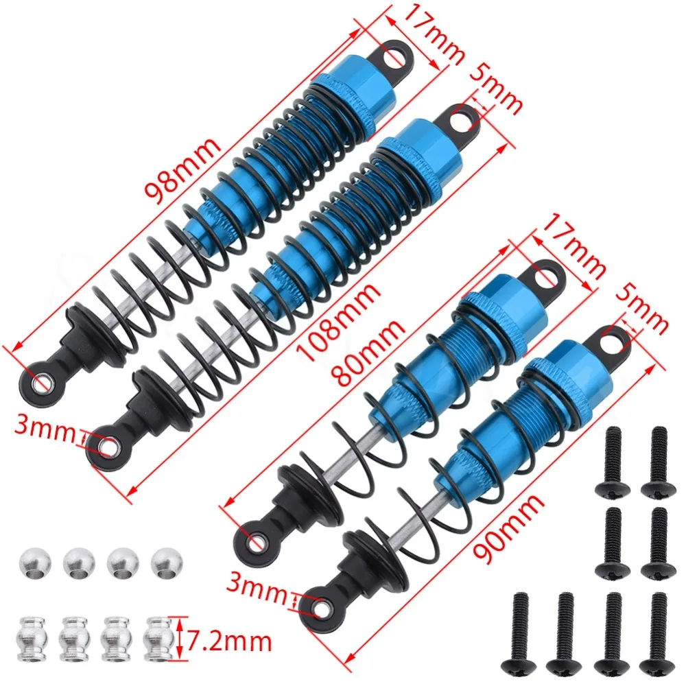 4Pcs For FS Racing 1/10 RC Cars Buggy Aluminum Rear Oil Shock Absorber ...
