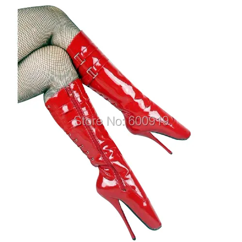 18cm High Height Sex Boots Womens Heels Round Top Stiletto Heel Sm Shoes Knee High Boots Heels