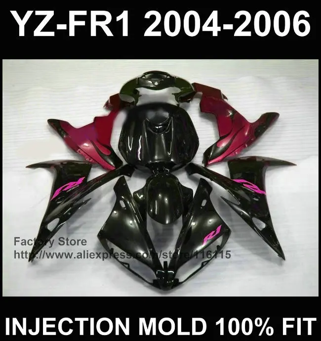 MOTOMARTS Black fairing parts aftermarket for YAMAHA YZF R1 2004 2005 ...