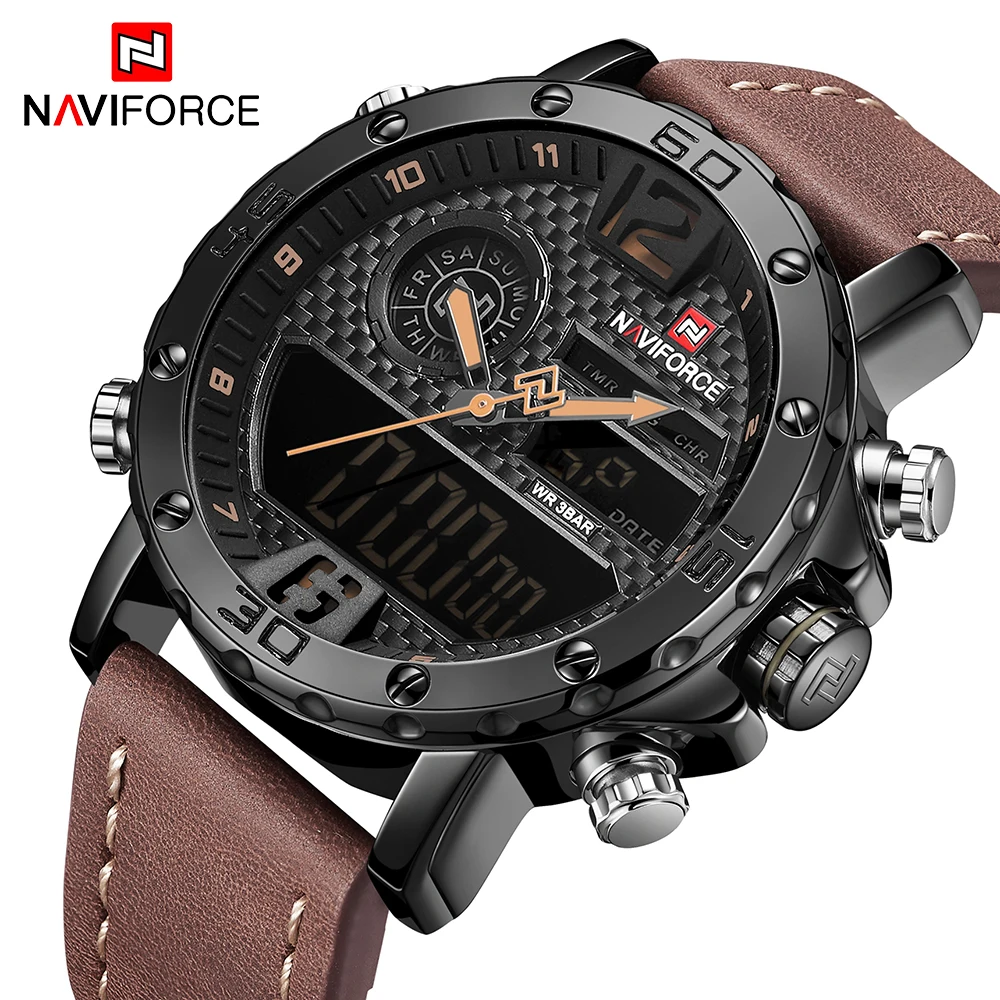 NAVIFORCE Men Wristwatches Digital Led Mens Watch Army Military Clock ...