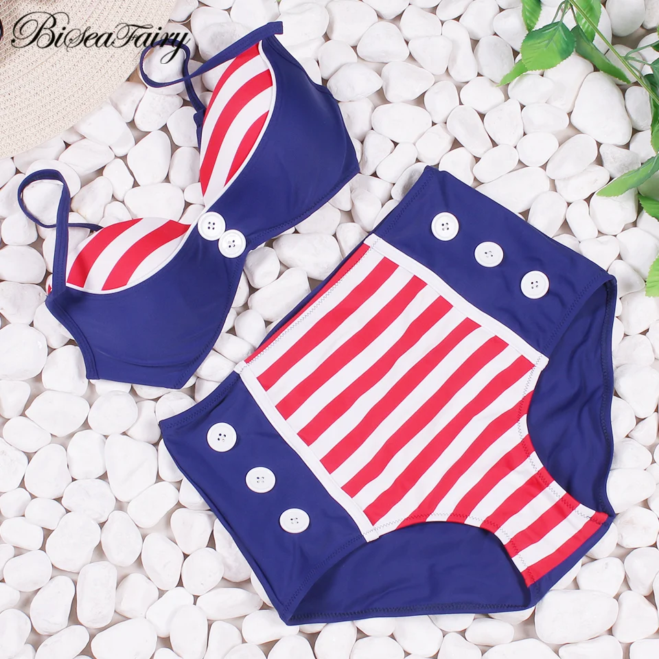 Biseafairy Bikinis Women Swimsuit High Waisted Bathing Suits 2019 New