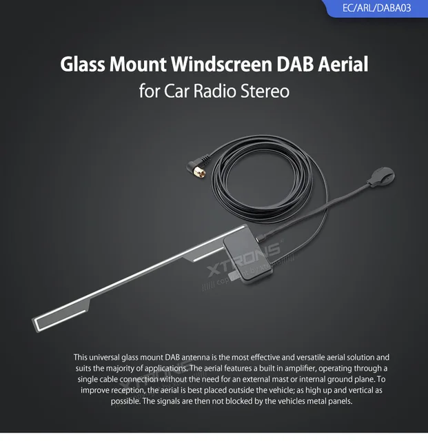 External glass mount dab aerial store