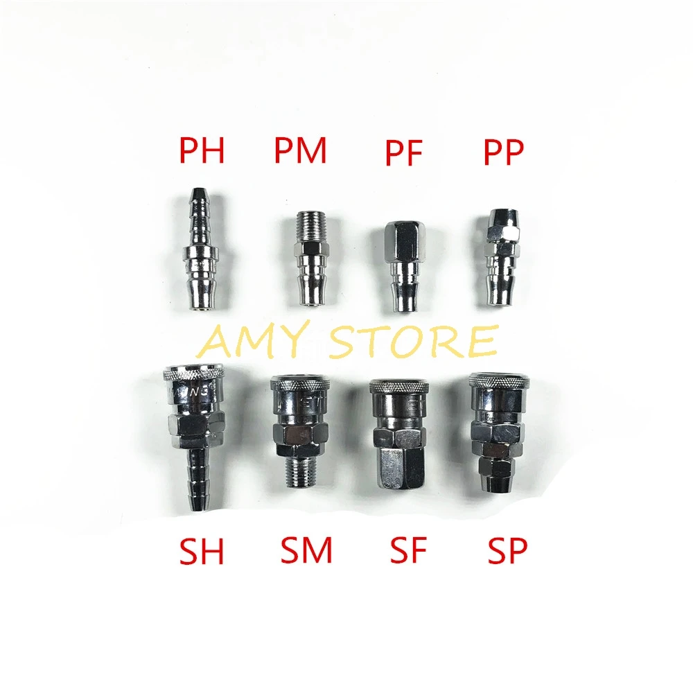 Male Female Self-locking 8mm Od Air Tube Hose Quick Coupler Socket Plug ...