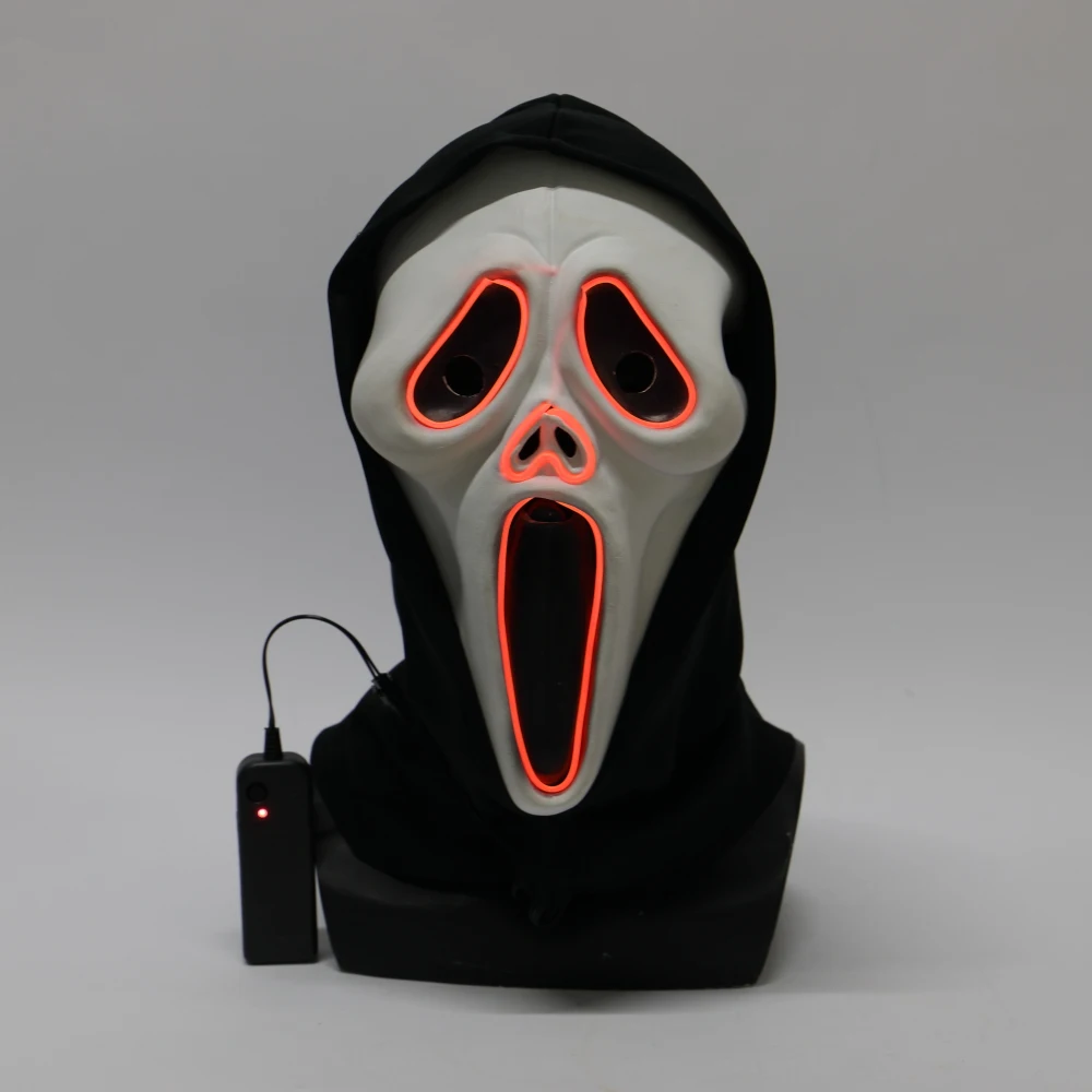 Halloween Ghost Face Mask Costume Luminous Scream Adult Scary Horror ...
