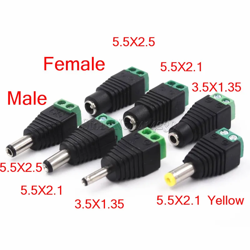 Male Female DC Power Plug Connector 2.1mm x 5.5mm 2.5mm x 5.5mm 1.35mm ...