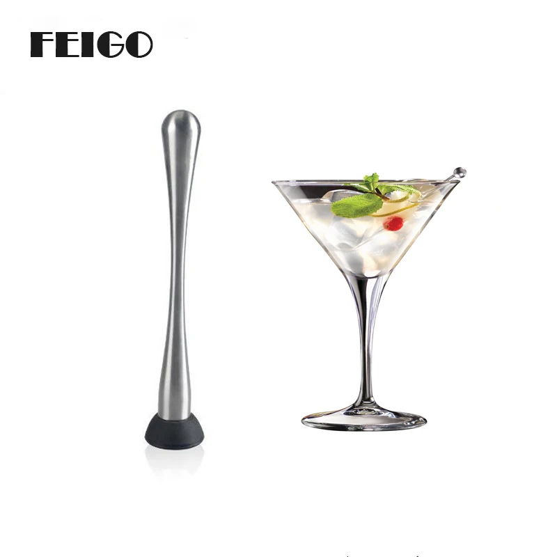 FEIGO Stainless Steel Ice Cocktail Stick Fruit Muddle Pestle Popsicle ...