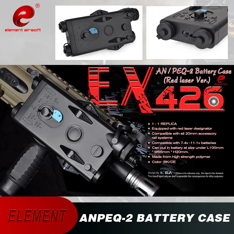 Element-Airsoft-Tactical-Flashlight-AN-PEQ-2-Red-Laser-Battery-Case-Box ...