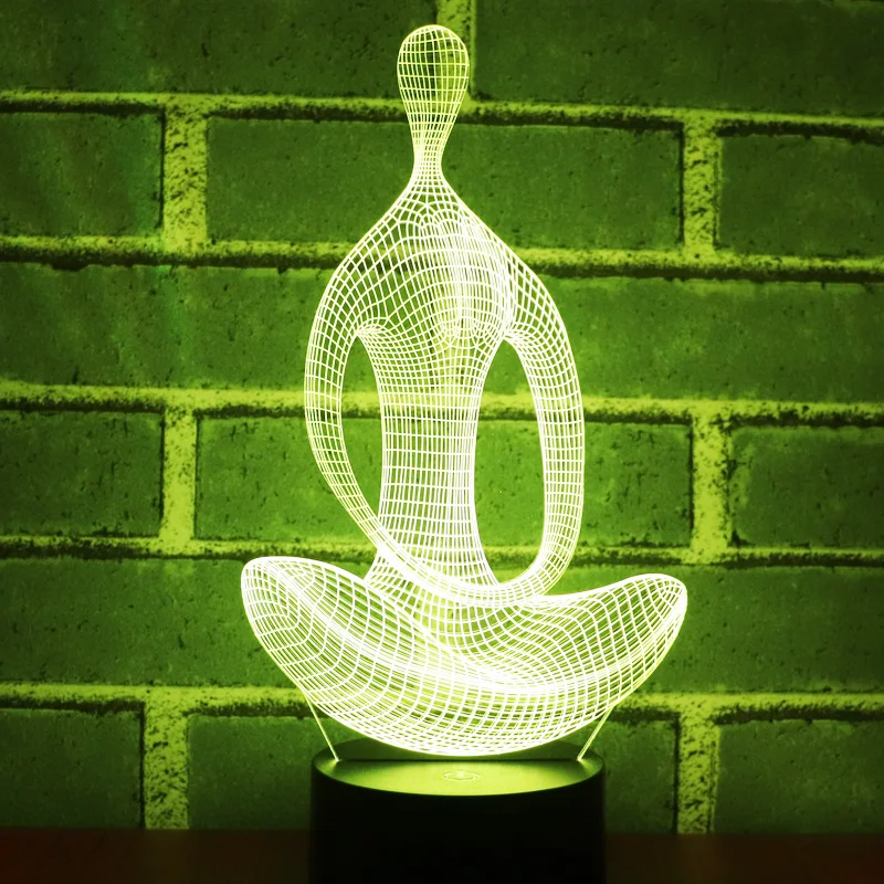 3d Led Night Light Meditation Yoga With 7 Colors Light For Home ...