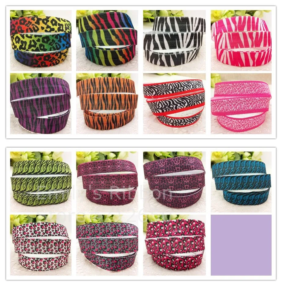 Free shipping 10 yards Animal Pattern Printed Elastic Ribbon 5/8'' 15mm ...