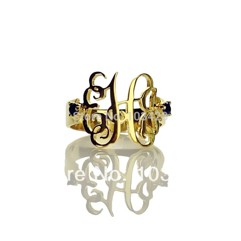 Gold Monogram Rings | semashow.com
