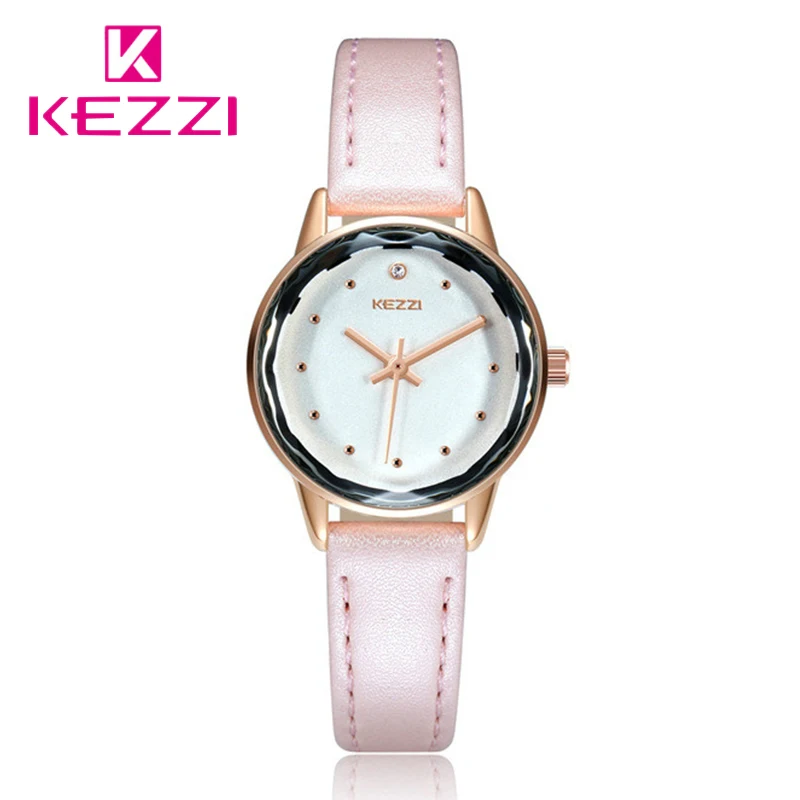 KEZZI Top Brand Watch Women Luxury Crystal Dial Leather Strap Ladies ...