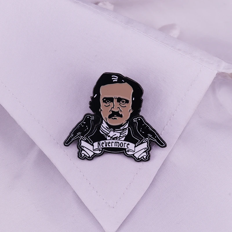 Edgar Allan Poe lapel pin Nevermore Badge Goth Literary Gift Poe Lover ...