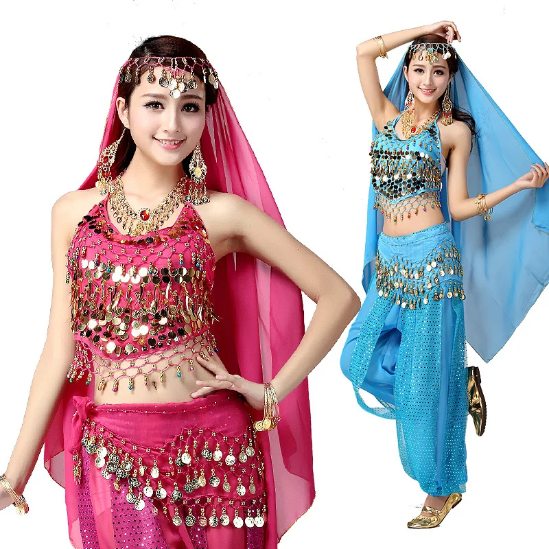 4pcs Coin Bellydance Costume Performance Bollywood Costume Indian