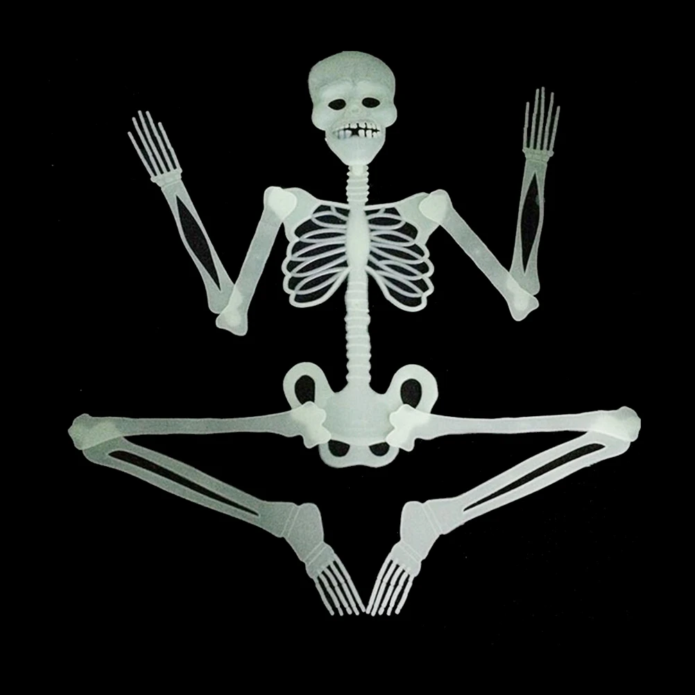 MENGXIANG 1Pcs Horror Luminous Movable Skull Skeleton Halloween Props ...
