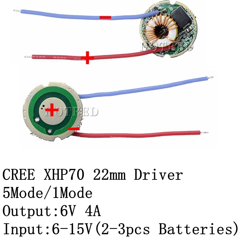 Cree XLamp XHP70 XHP70.2 6V LED Driver 22MM DC6V-15V 1mode/5mode Input ...