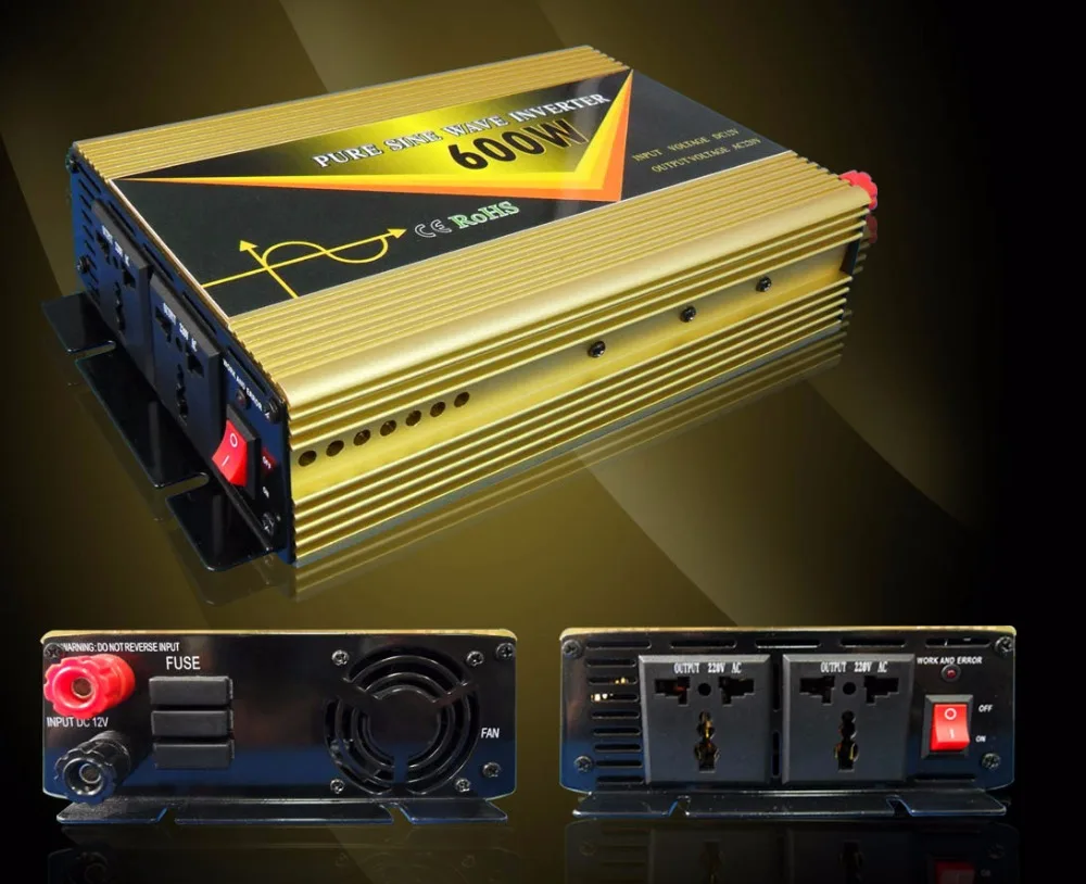 600w Continuous Power Inverter 1200 Watt Peak Power 12 24vdc To 110