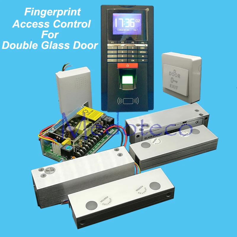 DIY-Full-Frameless-Double-Glass-Door-Access-Control-Kit-Fingerprint ...