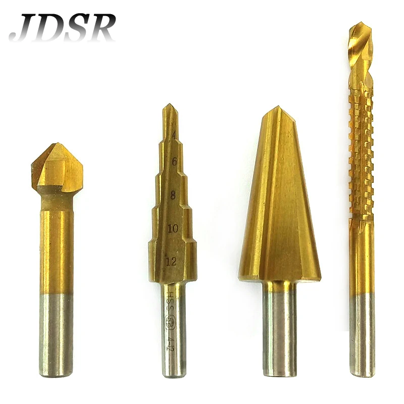 JDSR 4Pcs HSS Steel Reaming Drill Bit Set Countersink Press Countersink ... JDSR 4Pcs HSS Steel Reaming Drill Bit Set Countersink Press Countersink ...