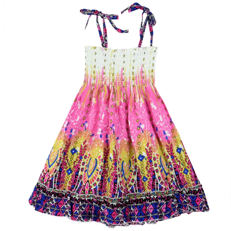 Summer Kids Girls Bohemian Beach Dress Children Braces Sundress for ...