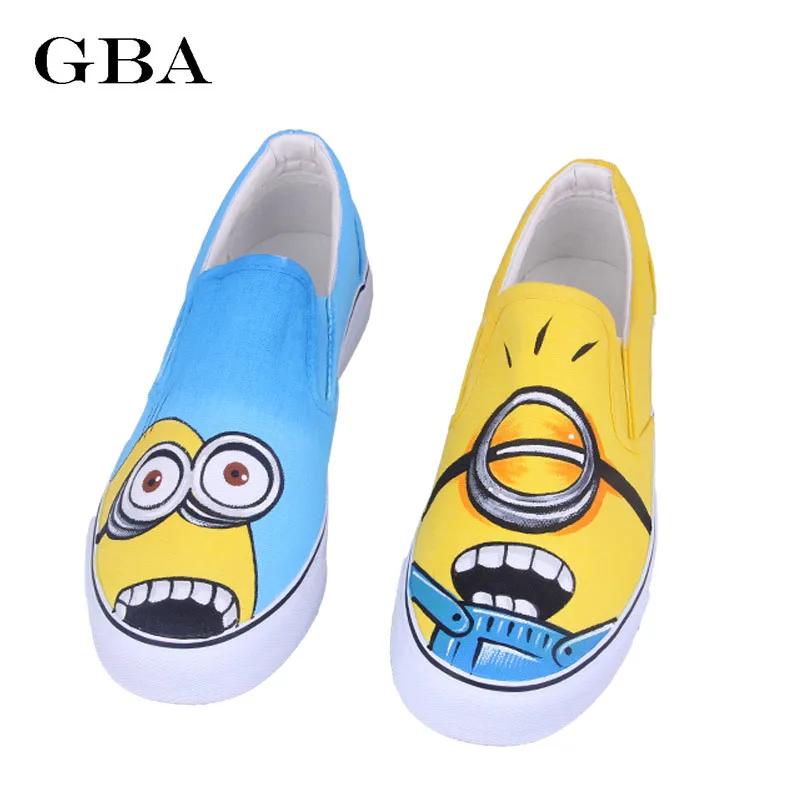 2020 Autumn Despicable Me Cartoon Anime Women Shoes Hand Painted Canvas ...