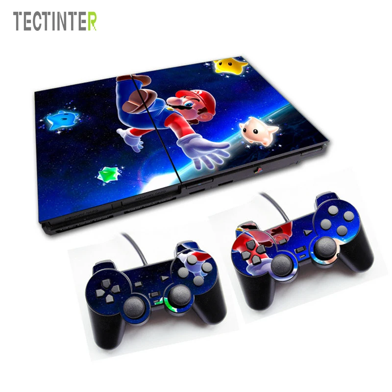 For Mario Vinyl Skin Sticker Cover For Sony PS2 Console with 2 ...