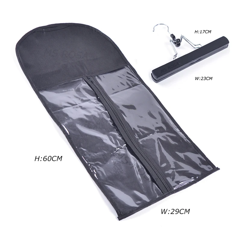 6 Bags with 6 Hanger Black and Yellow Hair Extension Dust Proof Package ...